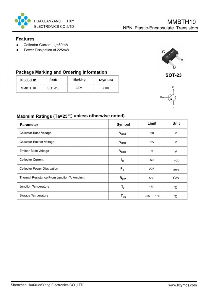MMBTH10 datasheet page 1