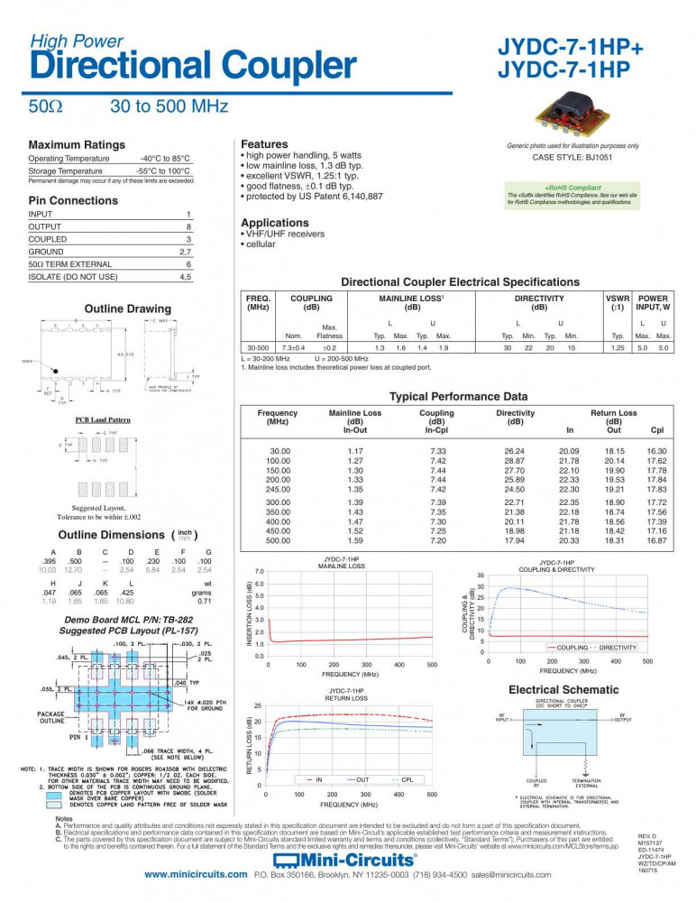 JYDC-7-1HP+ technical document page