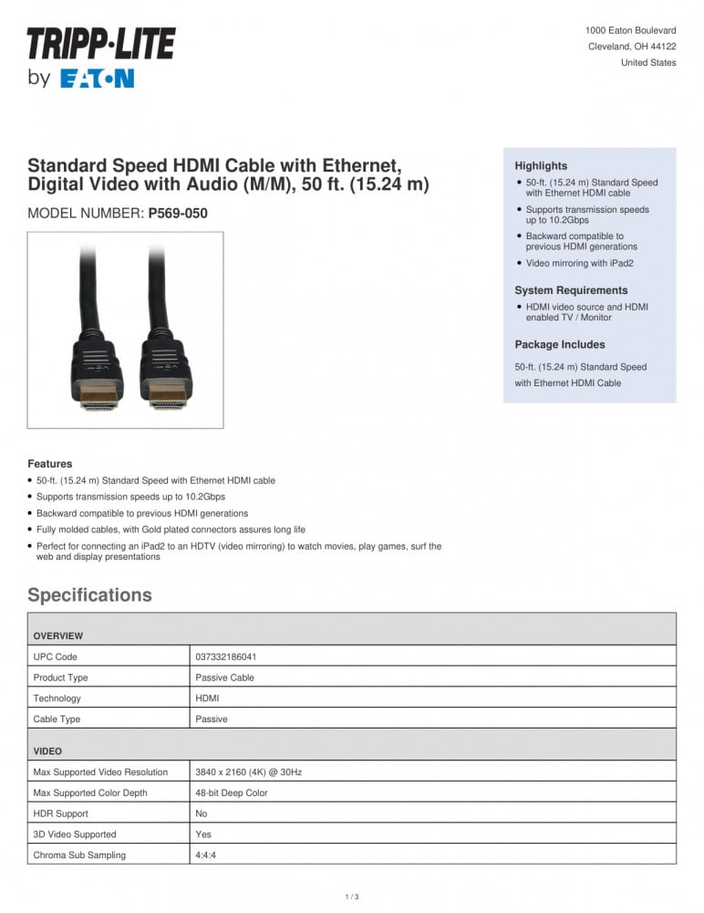 P569-050 technical document page 1