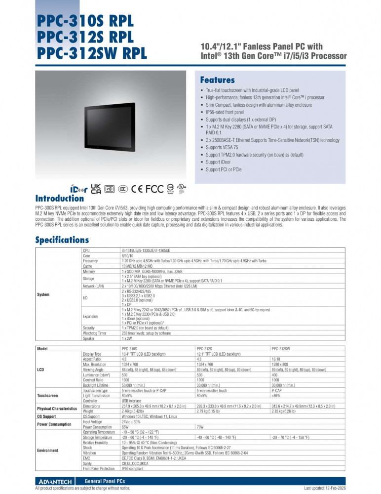 PPC-310S RPL product document, page 1
