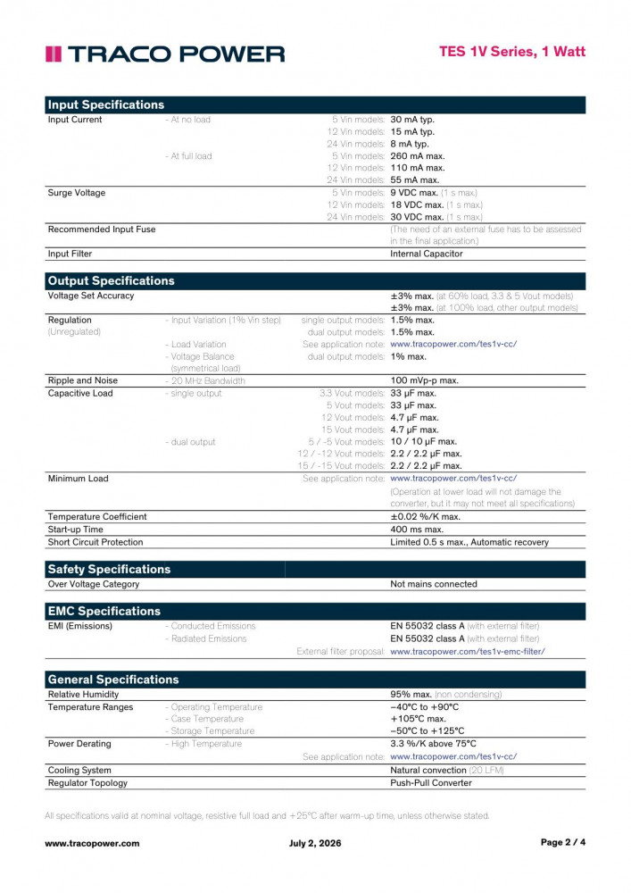 TES 1-2413V technical document page 2