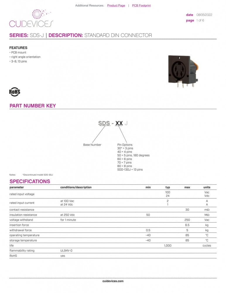SDD-130J datasheet page 1