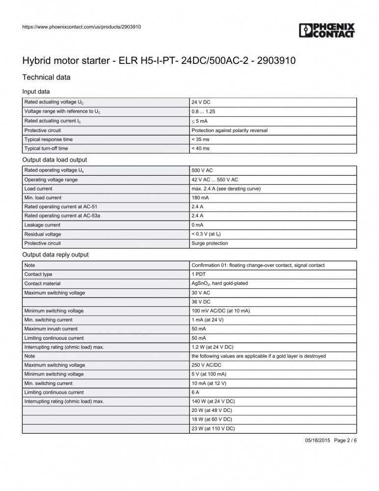 Phoenix Contact 2903910 technical document page 2