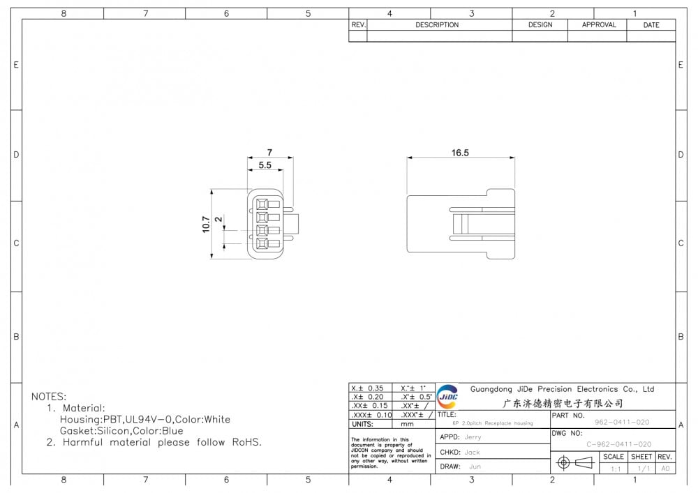 JIDC 962-0411-020 technical drawing preview