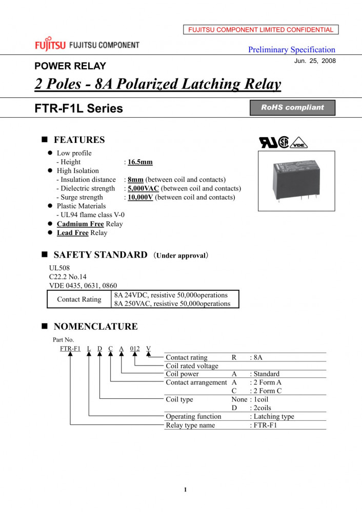 FTR-F1L series technical document page 1