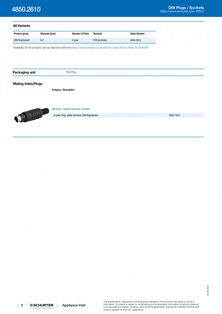SCHURTER 4850.2610 technical document page 2