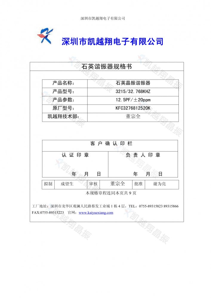 KFC3276812520K datasheet page 1