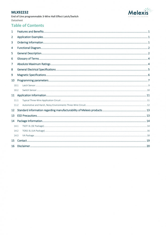MLX92232 datasheet page 3