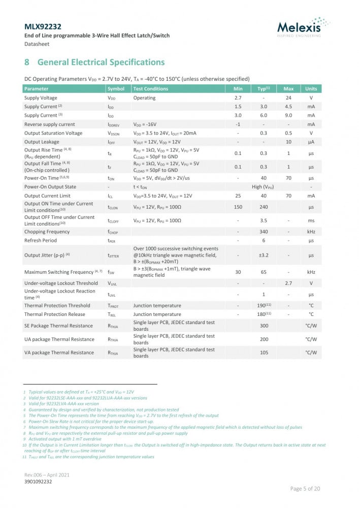 MLX92232 datasheet page 5