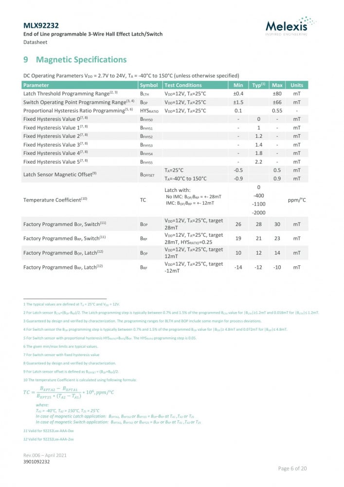 MLX92232 datasheet page 6