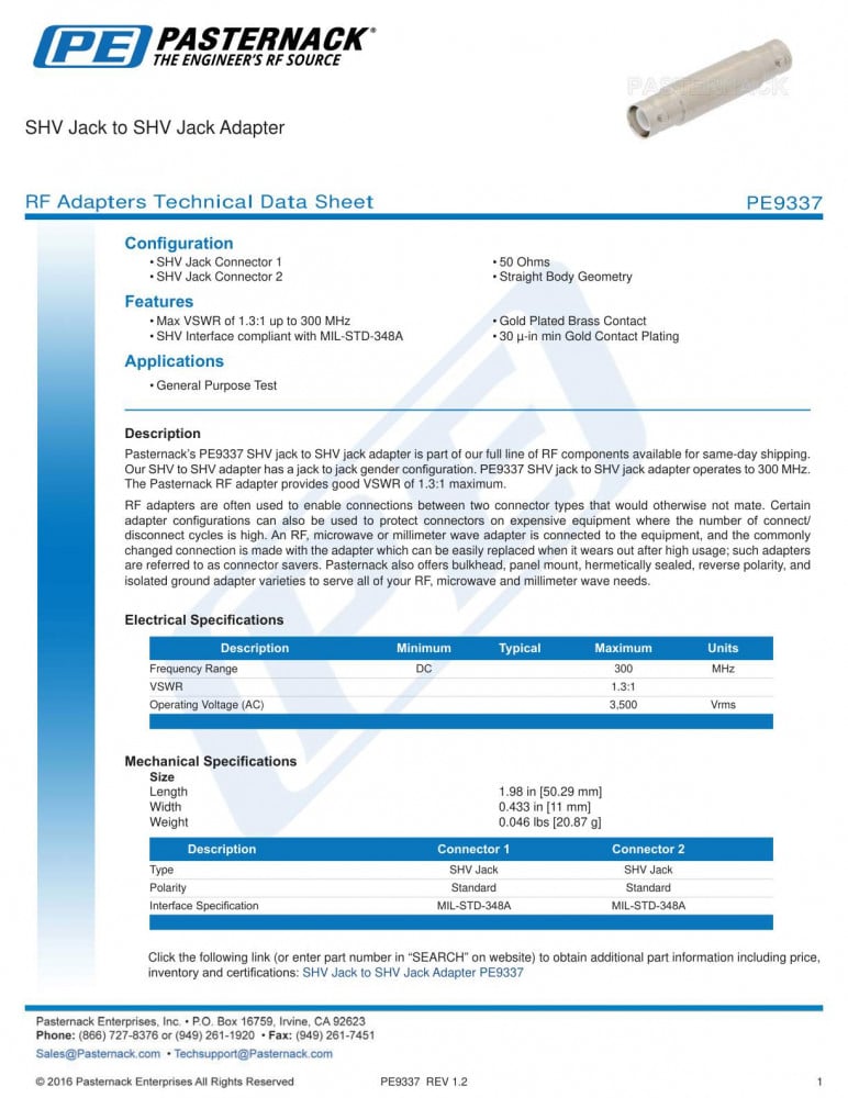 PE9337 technical document page 1