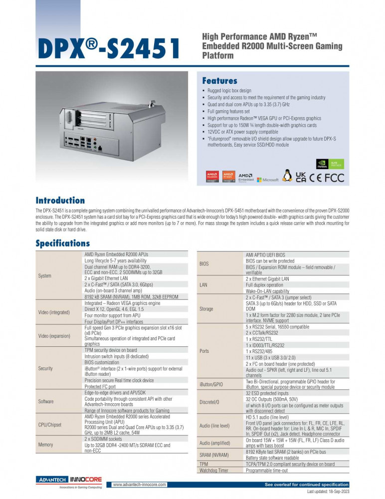 DPX-S2451 product datasheet page 1