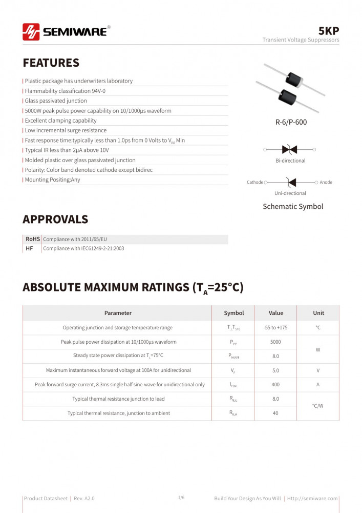 SEMIWARE 5KP64A datasheet page 1