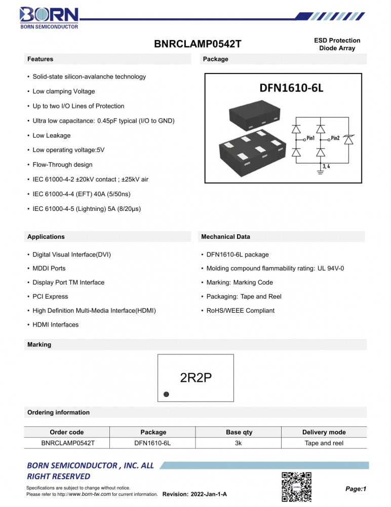 BNRCLAMP0542T datasheet page 1