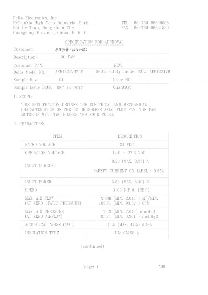 AFB1224VHZ9F specification page 3