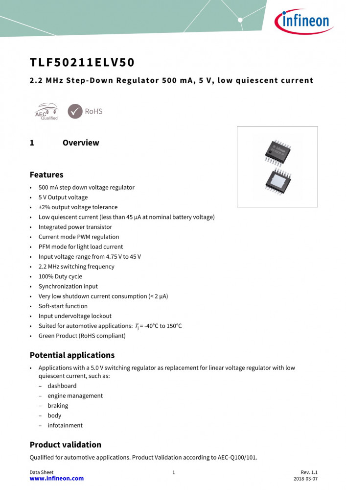 TLF50211EL documentation page 1