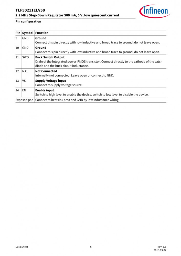 TLF50211EL documentation page 6