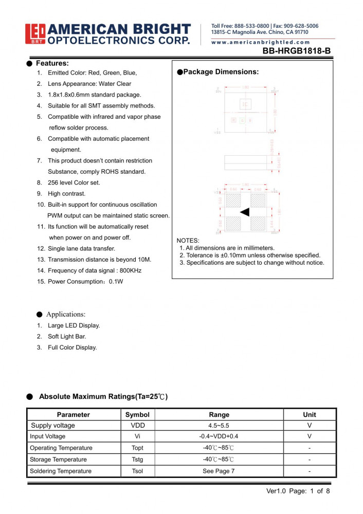 BB-HRGB1818-B datasheet page 1