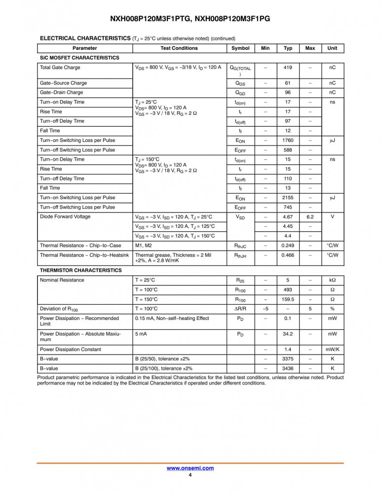 NXH008P120M3F1PTG datasheet page 4