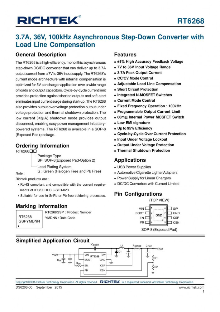 RT6268 datasheet page 1