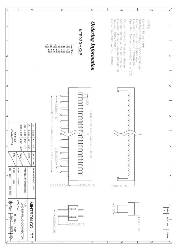 MINTRON MTFD20-10P technical document preview