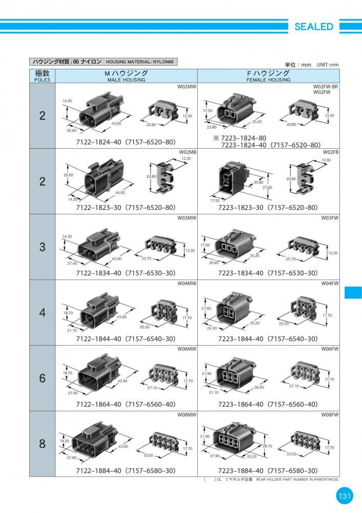 YAZAKI W Type connector document page 6