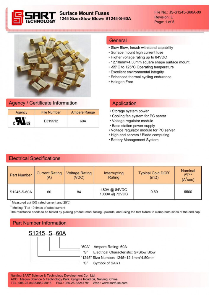 SART 1245-S technical document, page 1