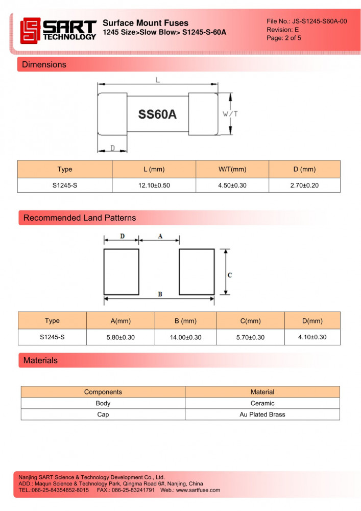 SART 1245-S technical document, page 2