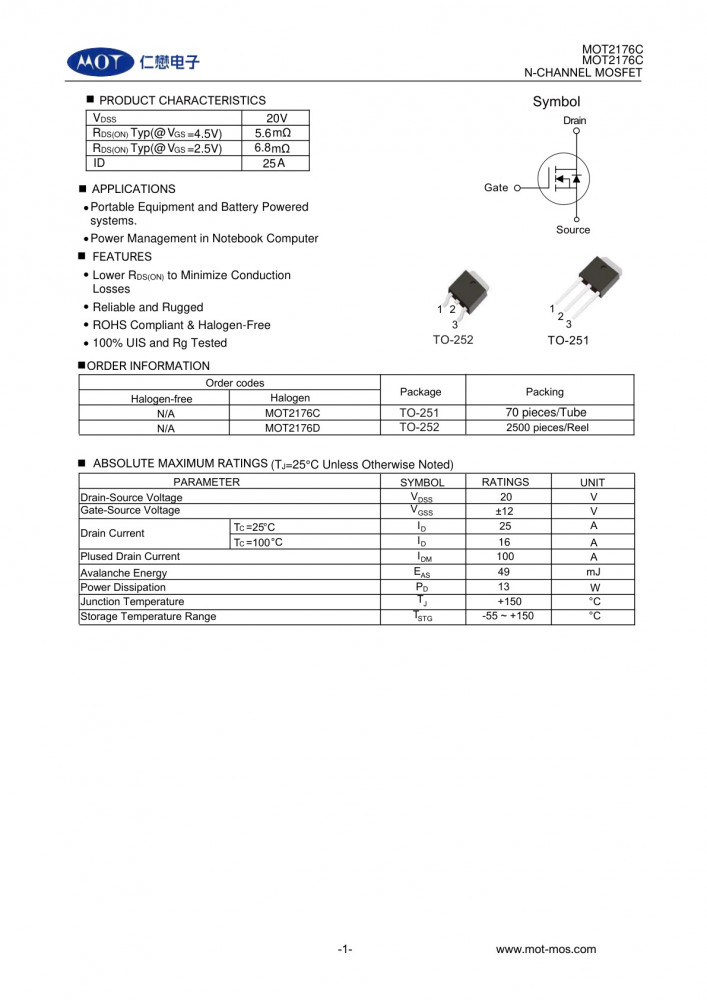 MOT2176D datasheet page 1