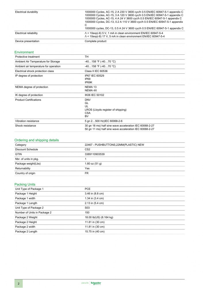 XB5AJ53 technical document page 2