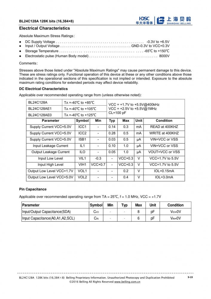BL24C128A datasheet page 9