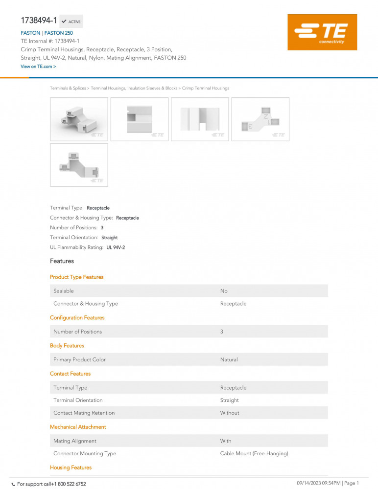 TE Connectivity 1738494-1 document page 1