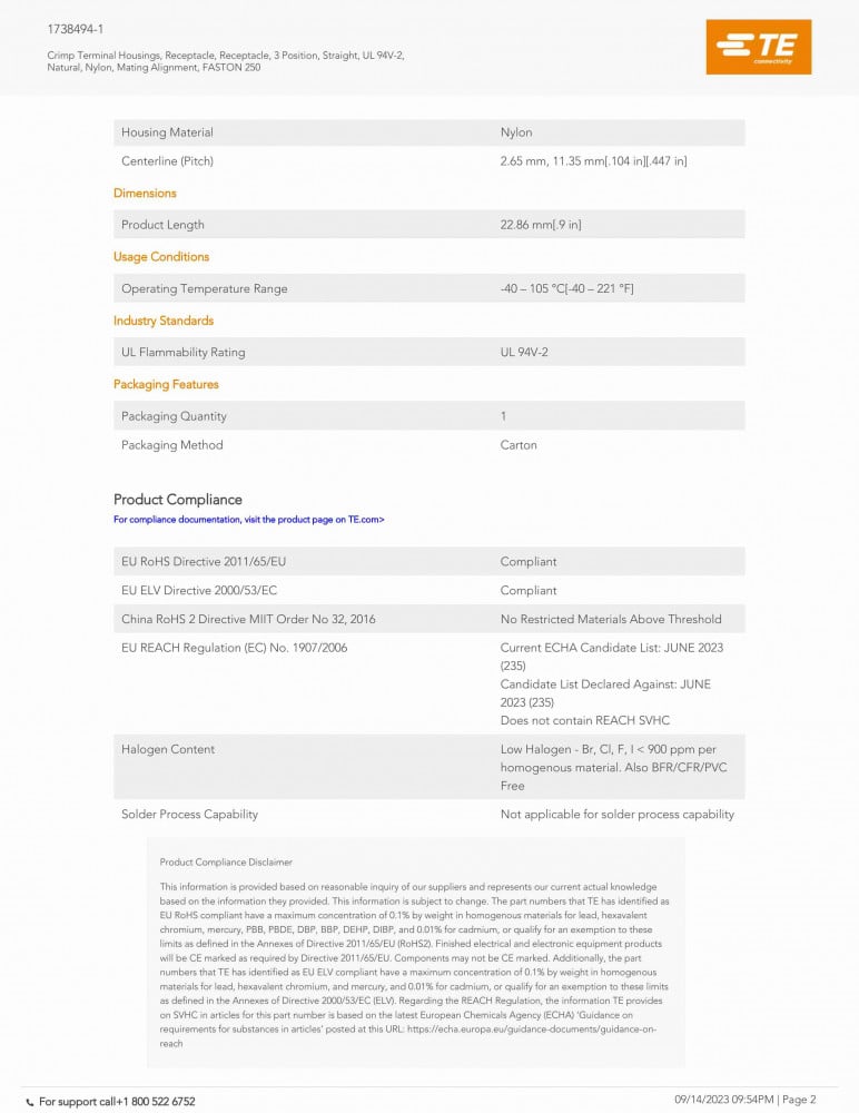 TE Connectivity 1738494-1 document page 2