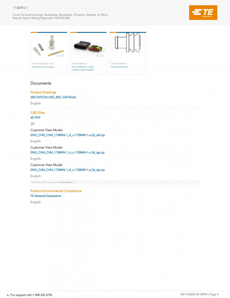 TE Connectivity 1738494-1 document page 4