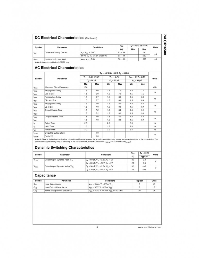 74LCX16500 datasheet page 6