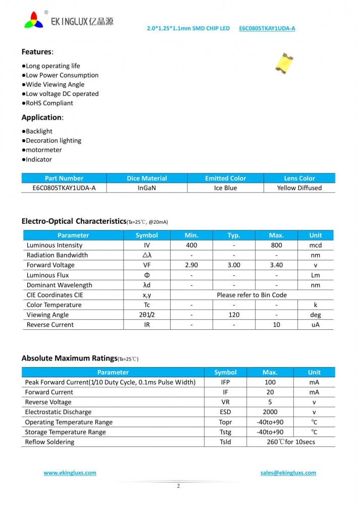 E6C0805TKAY1UDA-A datasheet page 2