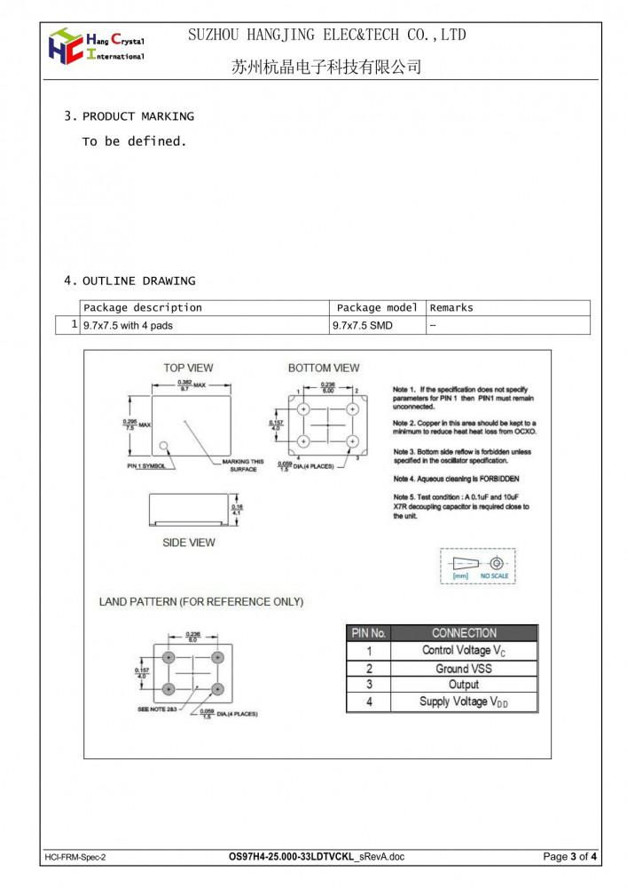 HCI 5797H4-25.000L33DTVCL package drawing