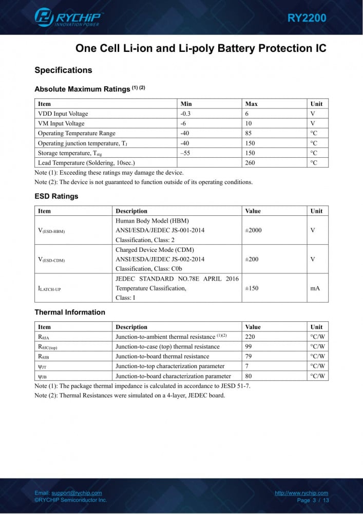 RY2200 datasheet page 3