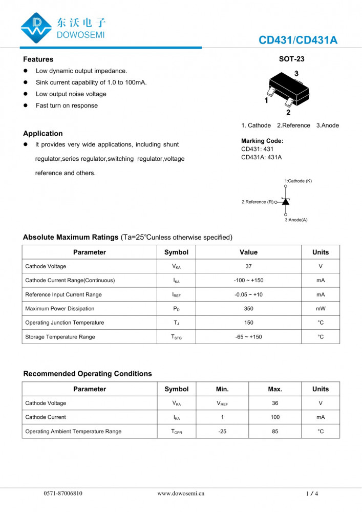 DOWO CD431A datasheet page 1