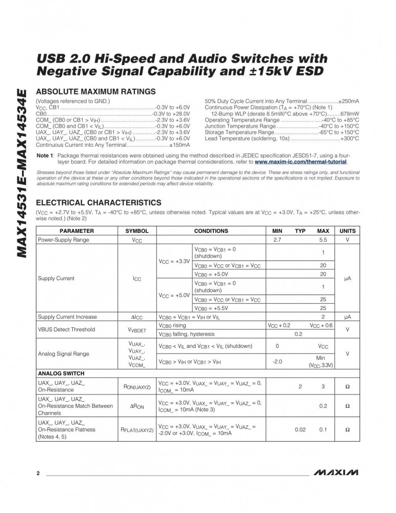 MAX14531E–MAX14534E datasheet page 2
