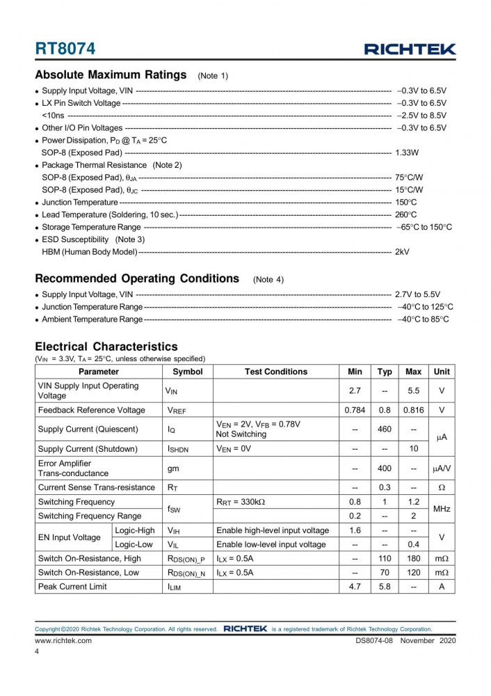 RT8074 technical document page 4