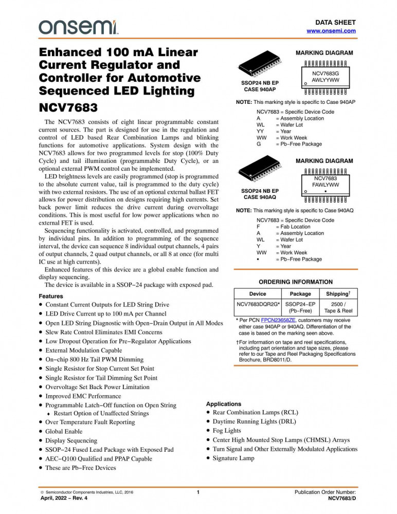 NCV7683 technical document page 1