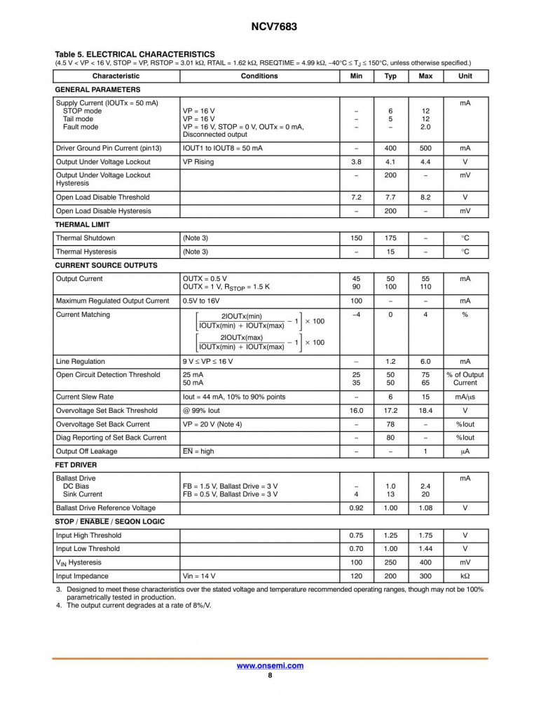 NCV7683 technical document page 8