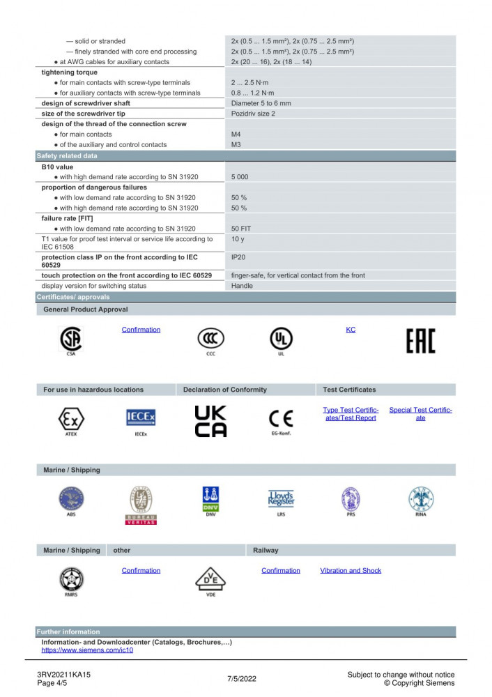 3RV20211KA15 technical document page 4