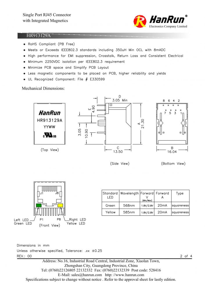 HR913129A datasheet page 2