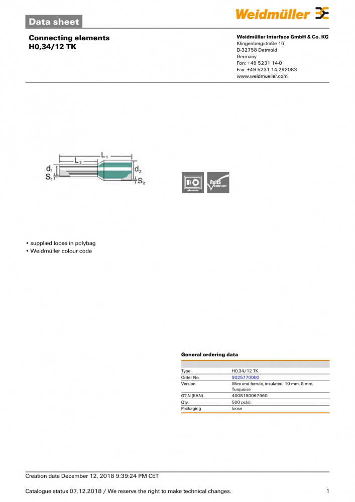 WEIDMULLER 9025770000 document page 1