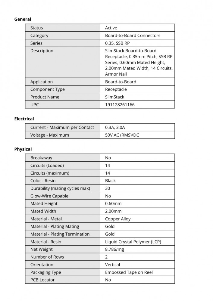 Technical document image 2 for MOLEX 5050661422