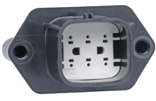 MX150L 8 Circuit Rear Mount Flange Plug for 22-18 AWG Wire, with Gasket, Black
