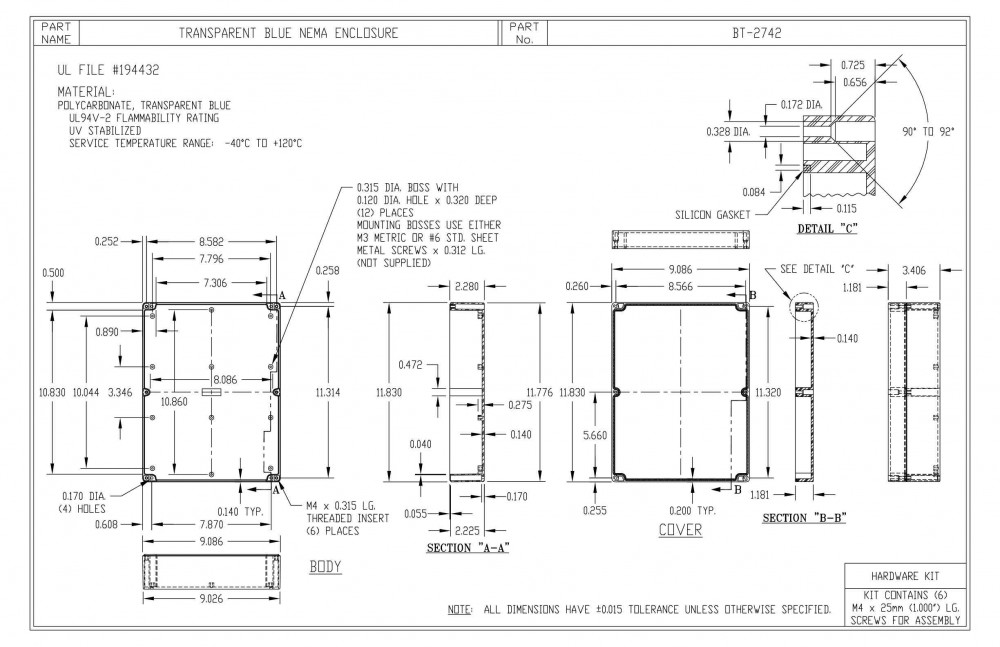 BT-2742 product drawing and dimensional documentation