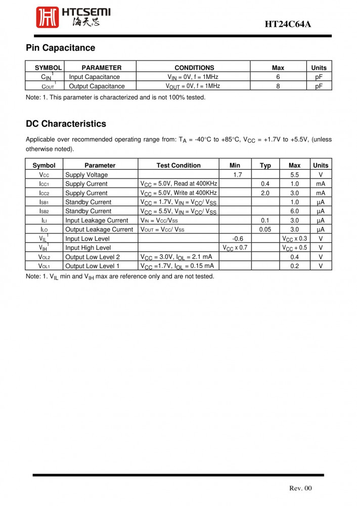 HT24C64A datasheet page 4